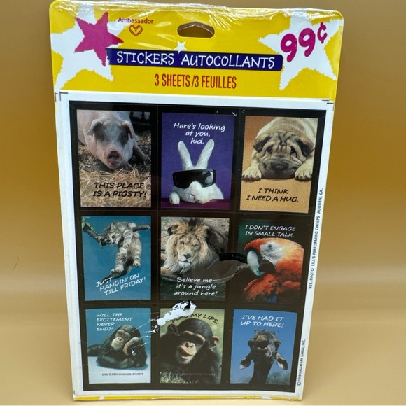 Office | Vintage Ambassador Stickers Cute Animals 1989 Lills Performing ...